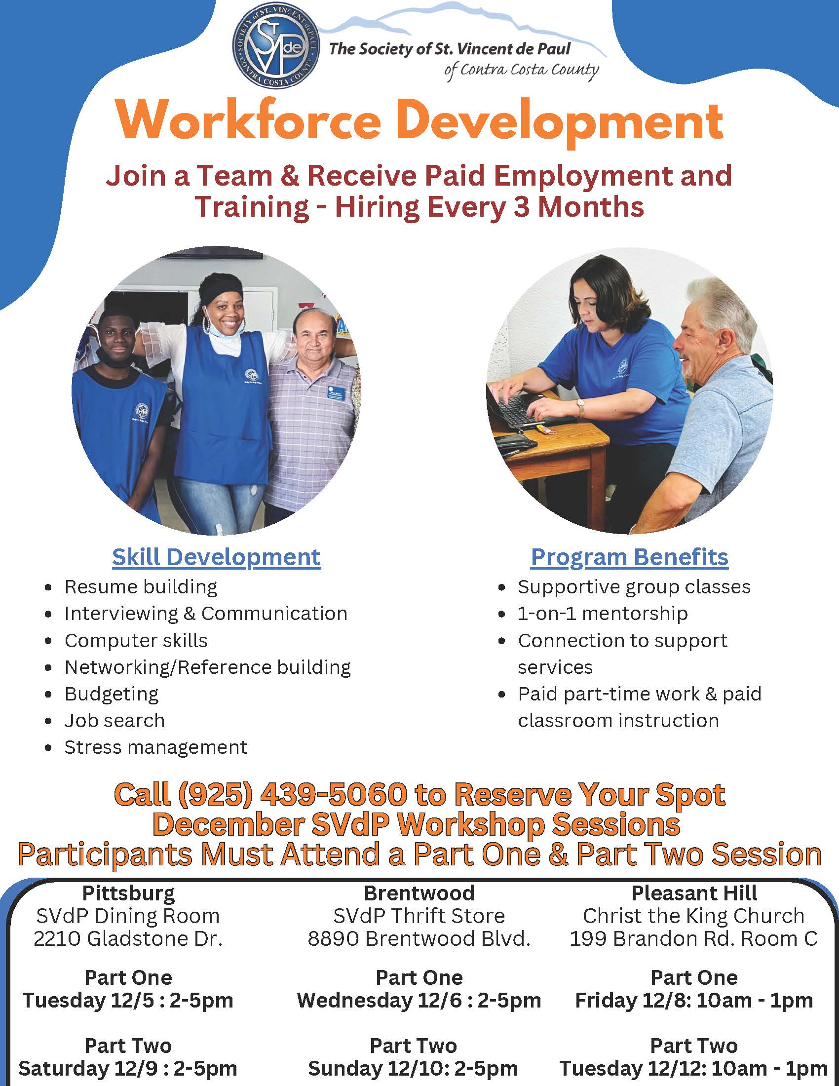 Programs: Workforce Development - St. Vincent de Paul of Contra Costa ...